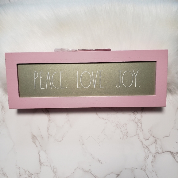 Rae Dunn | Accents | Rae Dunn Peacelovejoy Wood Sign Pink Gold | Poshmark